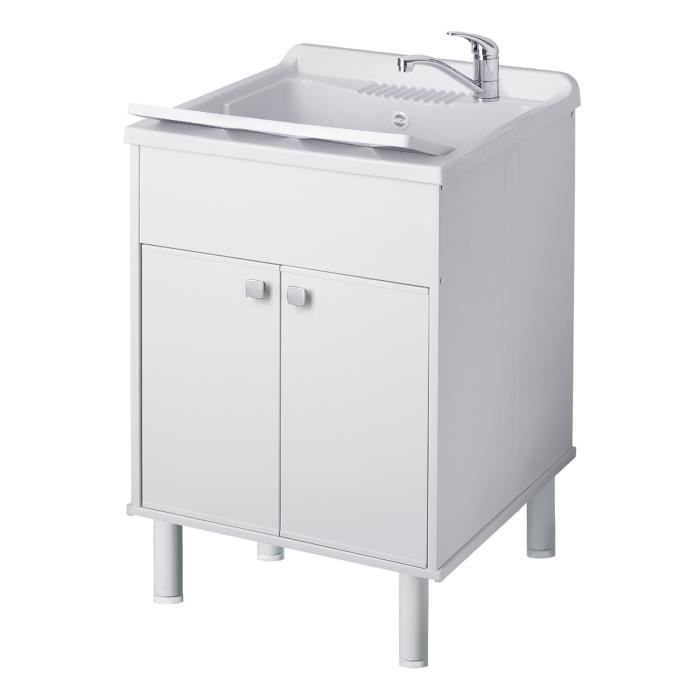 Bac à laver avec meuble en PVC blanc 60x50 cm mod. Garden - Cdiscount ...