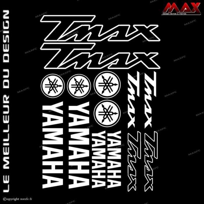 12 Stickers TMAX - BLANC - YAMAHA T-MAX T MAX 500 530 750 1000 liserés ...