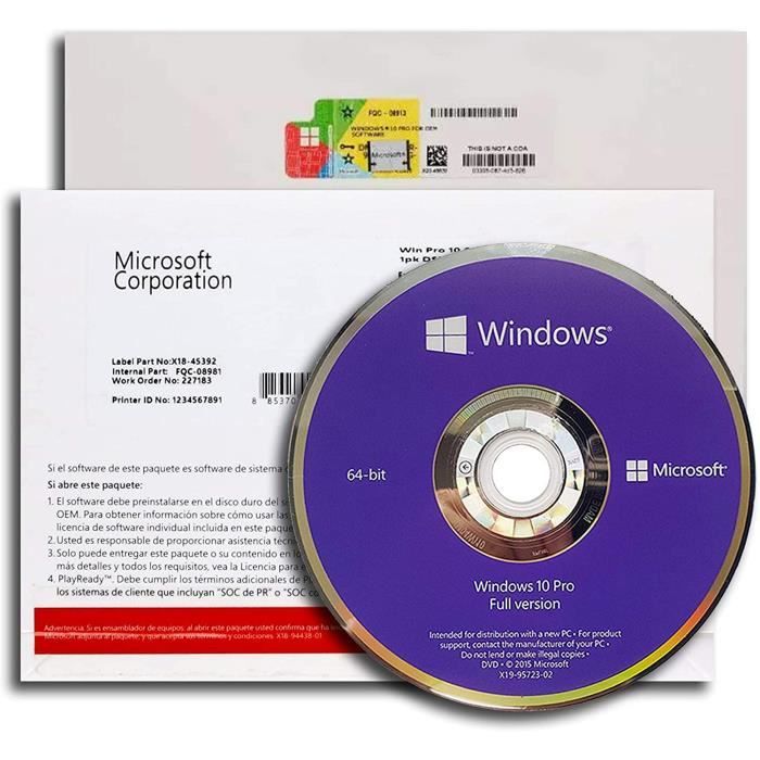 Windows 10 Pro [CD + LICENCE] ORIGINAL - Cdiscount Informatique