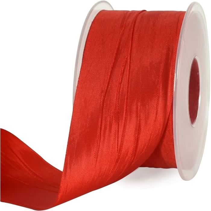 TONIFUL Ruban tissé froissé de 5 cm - Rouge - 23 m - Pour travaux ...