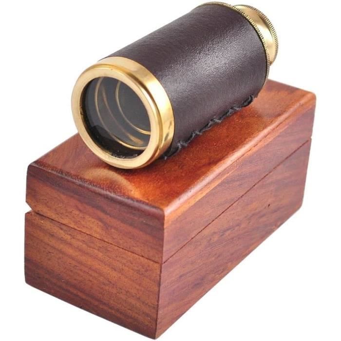 Nautical Replica Hub Antique Marine Laiton Cuir Bound Poche Télescope ...