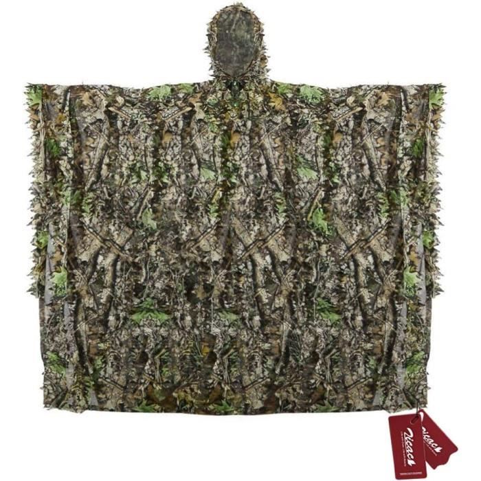Zicac Poncho Camouflage avec Feuilles 3D Cape Militaire CS Taille ...