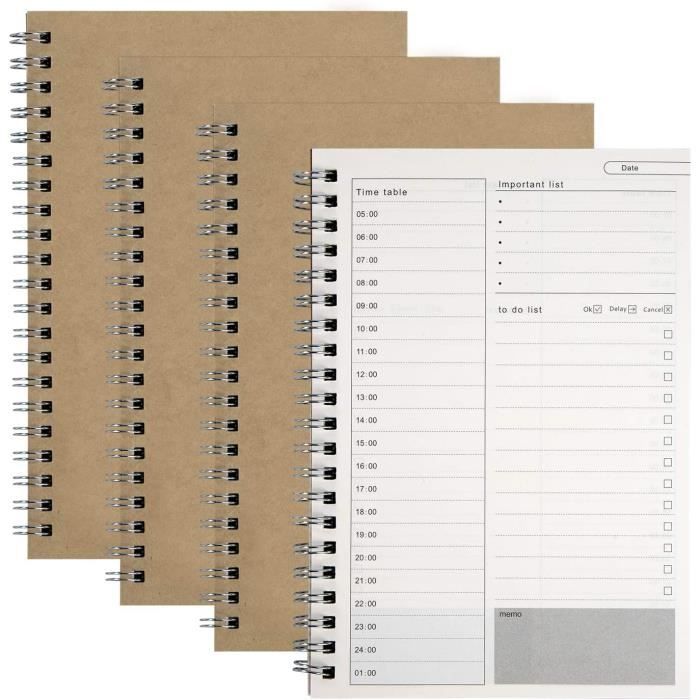 Agenda Journalier Cahier Papier Kraft Marron Cahier Bloc Note à Spirale ...