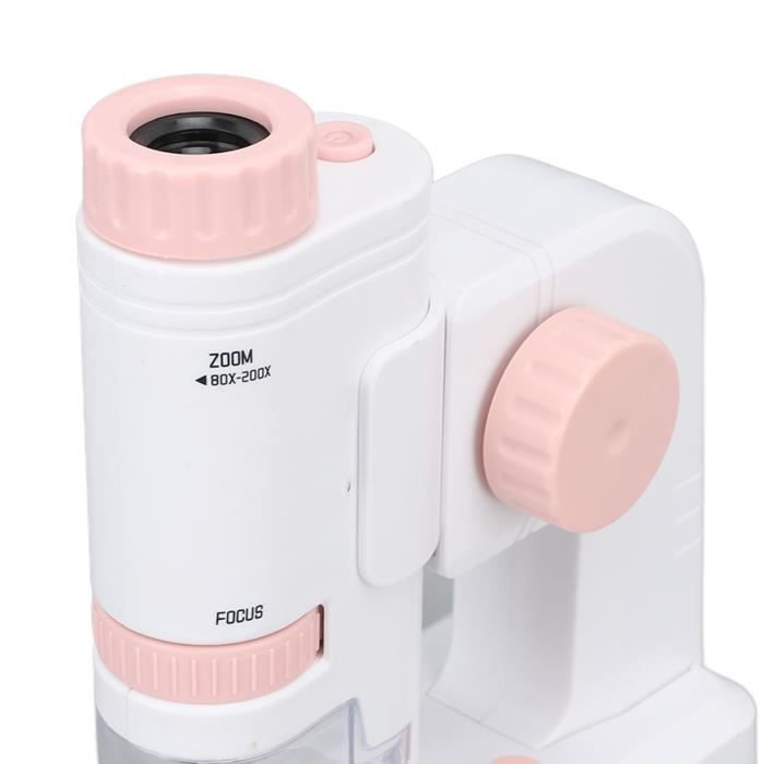 Microscope de poche éclairé par LED pour enfants 80X-200X avec 12 lames ...