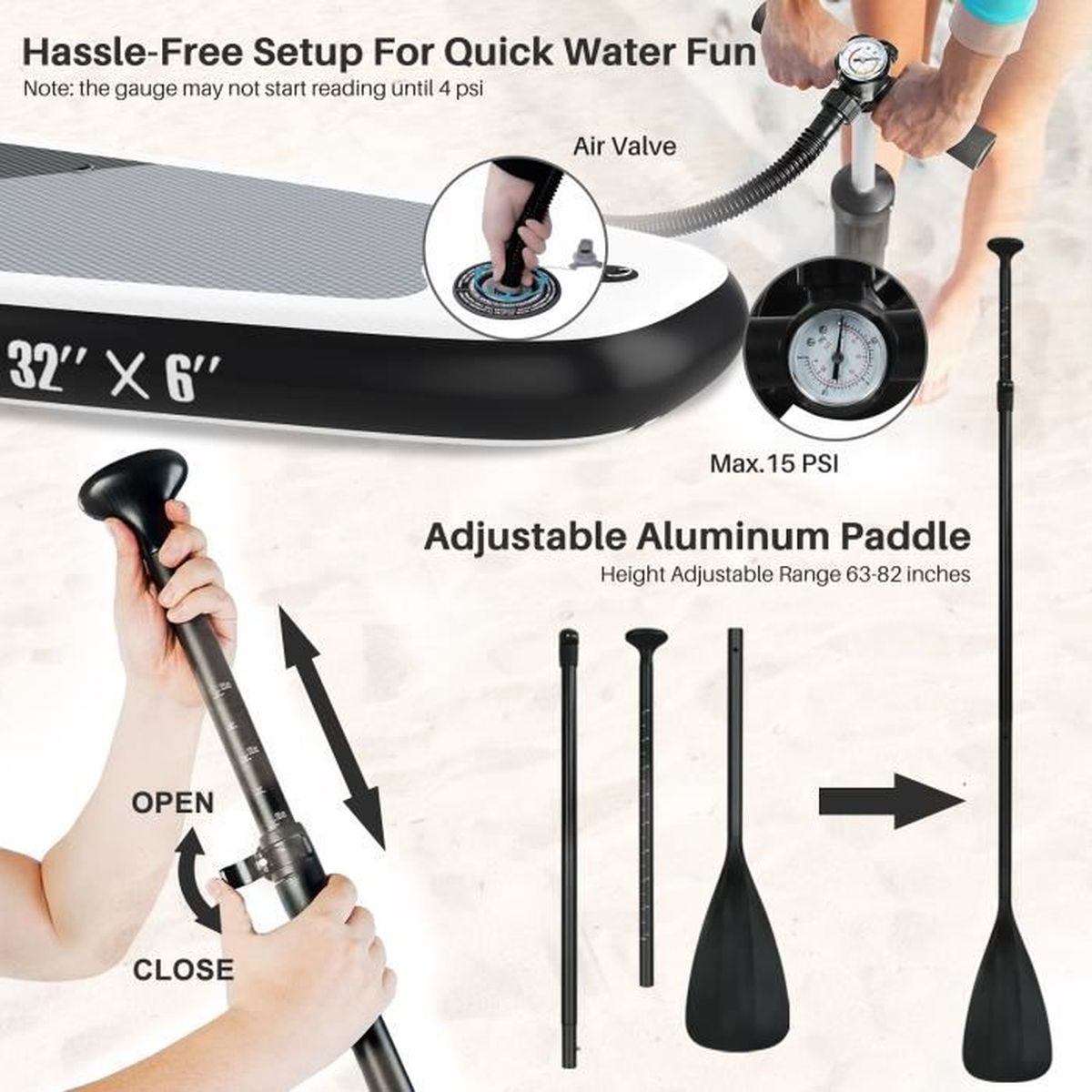 -230€ sur Stand up paddle gonflable DSKEUZEEW, 320 x 80 x 15 cm, Charge ...