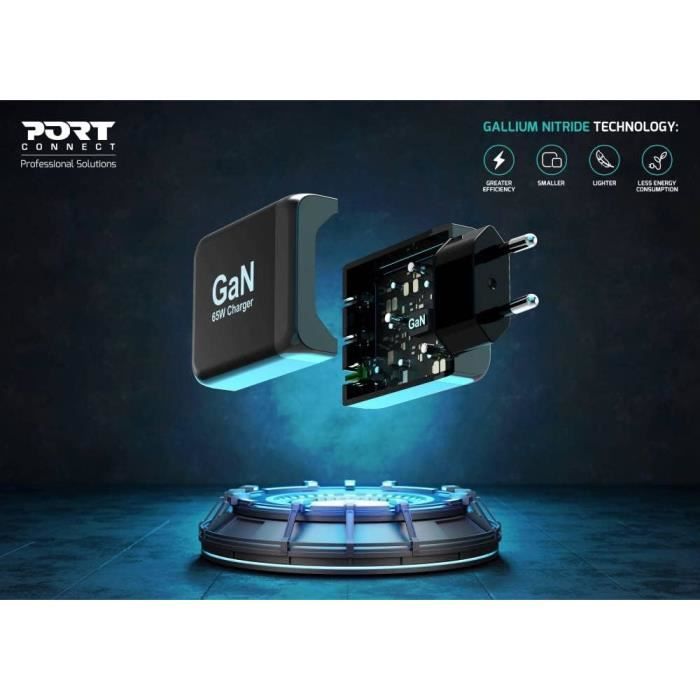PORT CONNECT Chargeur Mural GaN USB-C Power Delivery™ & USB-A Quick ...