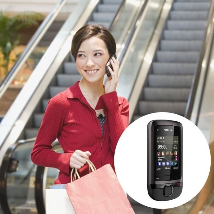 Nokia Téléphone remis à neuf C2-05 noir 64 Mo en QQ, Twitter, Facebook ...