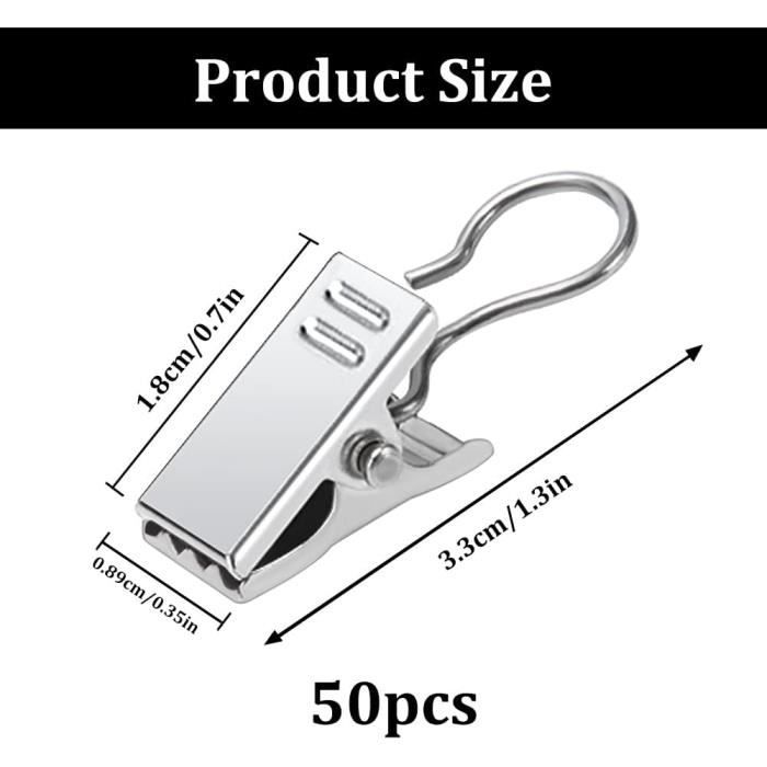 50 Pièces Pinces À Rideaux En Métal, Clips De Rideaux Acier Inoxydable ...