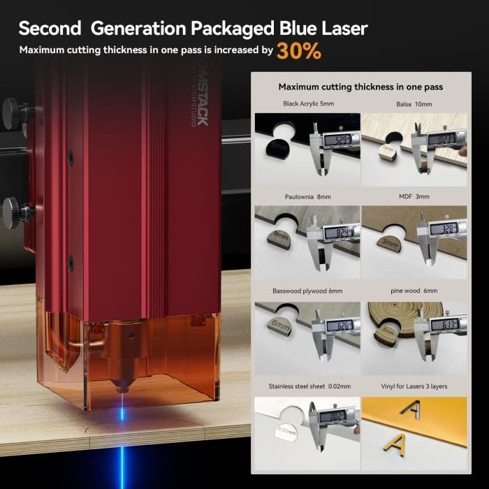 ATOMSTACK A12 Pro 12W Graveur laser conception monobloc en alliage d ...