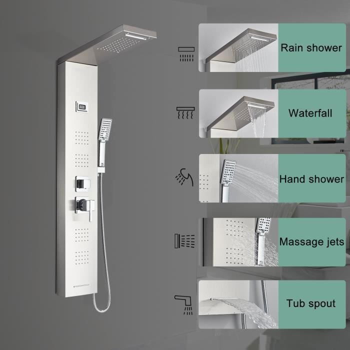 Colonne de Douche Panneau - Hydromassante et Douche Cascade -Affichage ...