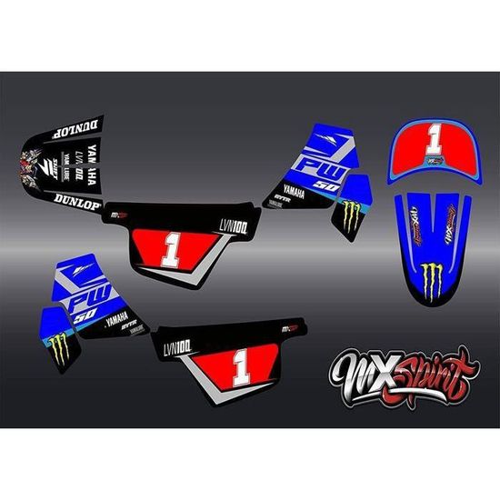 Kit Deco autocollant sticker pour moto cross YAMAHA PW 50 PW50 LVN100 ...