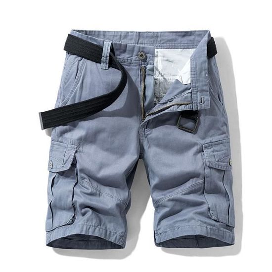 Short,Short Baggy à poches multiples pour homme, court kaki, en coton ...