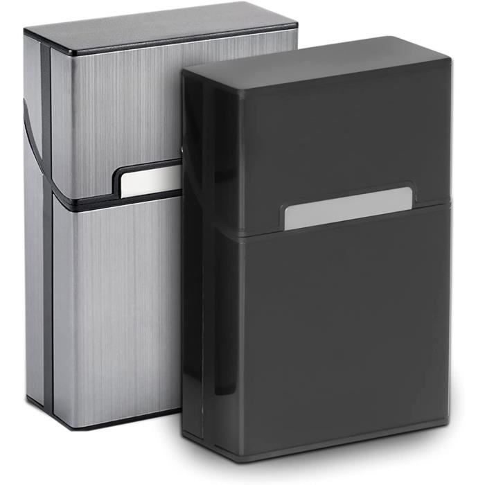 2 Pcs Boite a Cigarettes Etui Cigarette Homme Aimanté Gris + Noir Porte ...