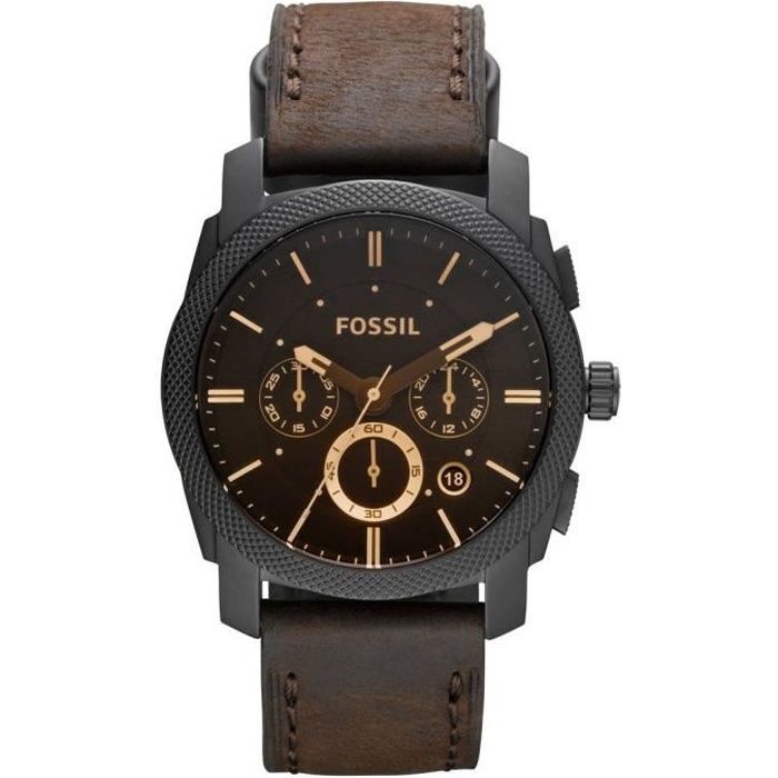Montre FOSSIL Homme en Cuir Marron - FS4656IE - Quartz - Verre minéral ...