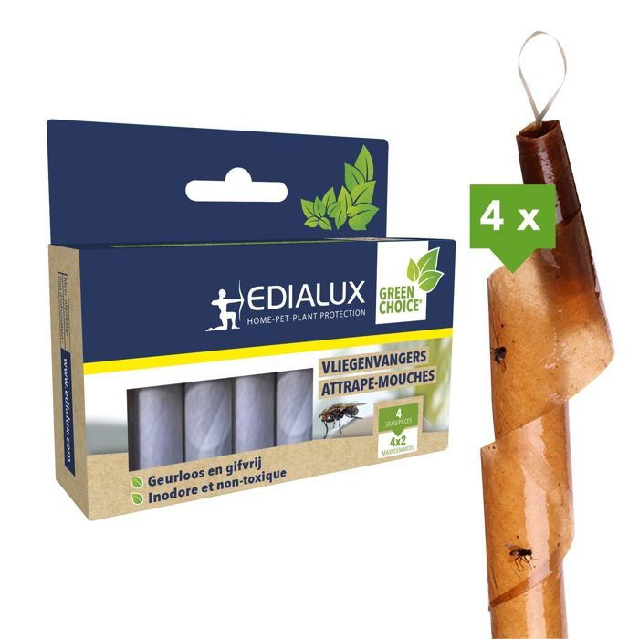 Edialux Attrape-mouche, piège à mouches, papier rouleaux collants, tue-mouche intérieur ...