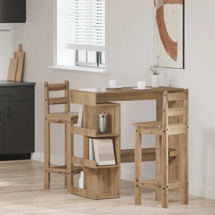 VidaXL Table de bar avec étagère de rangement chêne artisanal 856759 ...