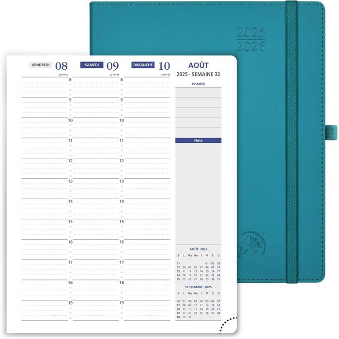 Agenda 2025 2026 Semainier A5 22x18 cm Version Française-Intervalles de ...