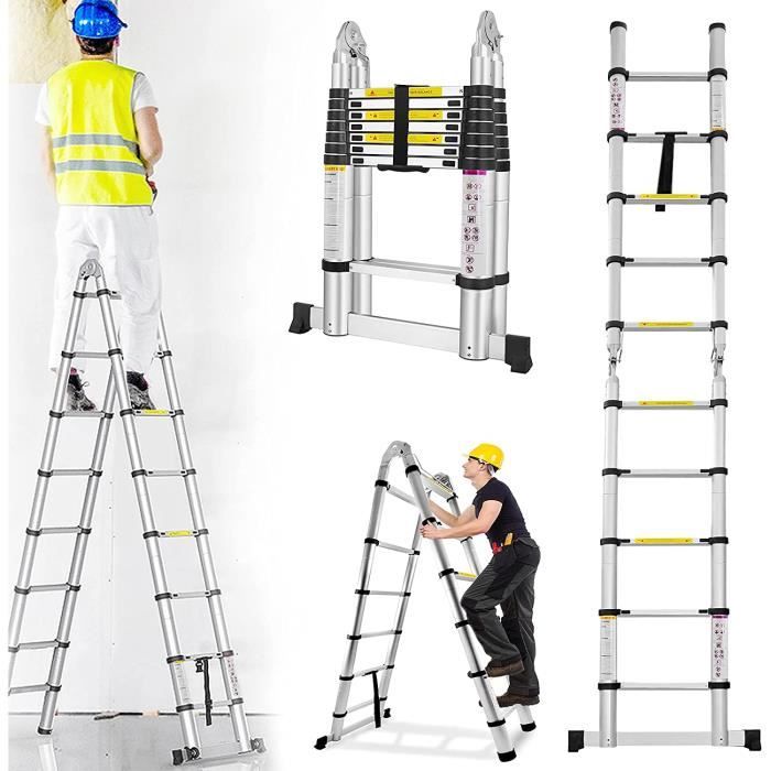 Échelle télescopique, pliable, multifonction, escabeau, escabeau ...