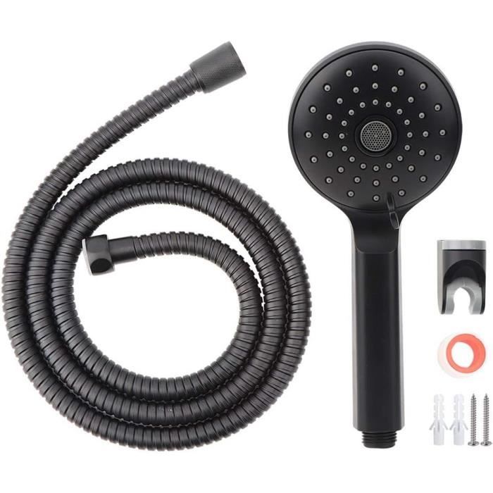 Pommeau de douche noir mat durable avec support de pommeau de douche ...