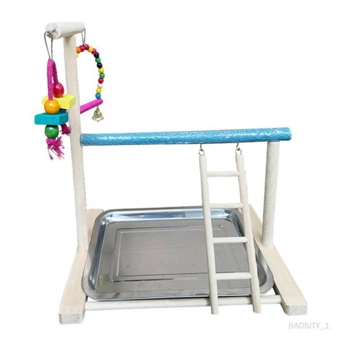 Jeu pour oiseaux - Aire de jeux pour perroquets - En bois - Support de ...