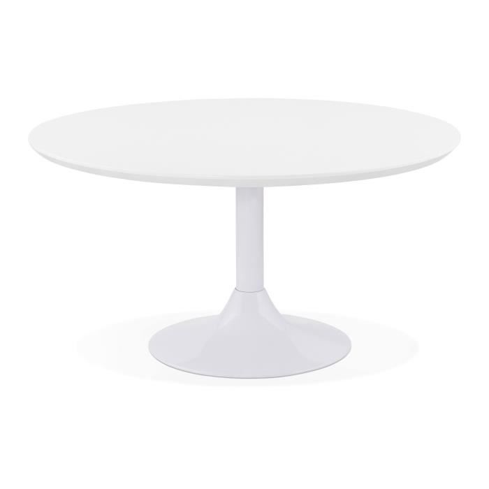 Table basse ronde 90 cm en bois et métal blanc - LIVY - Cdiscount Maison
