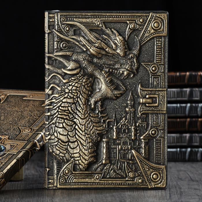 Carnet de notes - Gold - A5 - 3D stéréo Dragon maléfique - Journal ...
