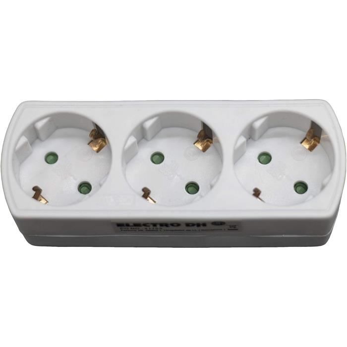 Bloc Multiprise 3 Prises Adaptateur, Prise 3 Fiche Schuko Mâle Multi ...