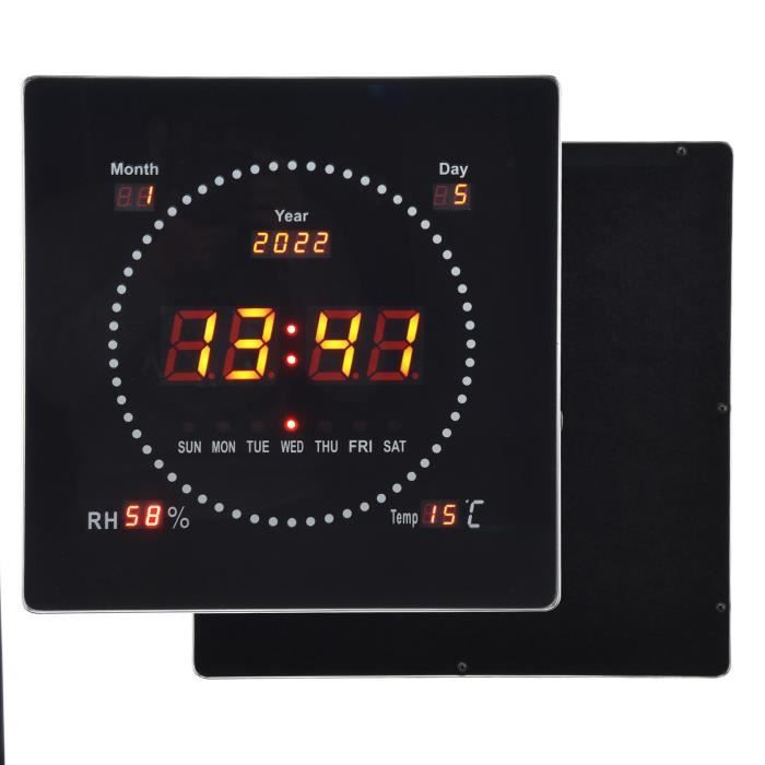Horloge Murale Numérique - DILWE - Grand Écran LED - Design Contemporain - Prise UE - Intérieur ...