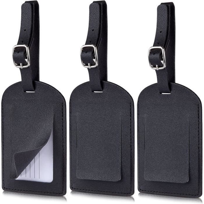 3pcs Étiquettes de Bagage, Etiquettes Identification de Valise en Cuir ...