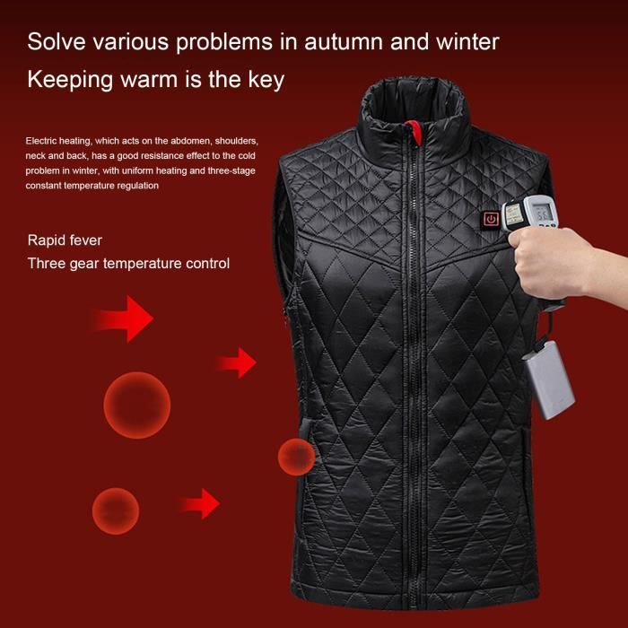 USB Heated Jacket 9 Heating Zones 3 Temp Levels Lightweight Cold Proof ...