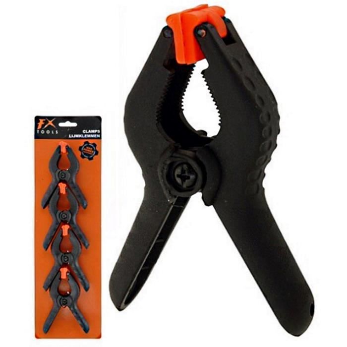Pince de serrage - FX TOOLS - Set de 4 - Noir et orange - 10 cm - PVC ...
