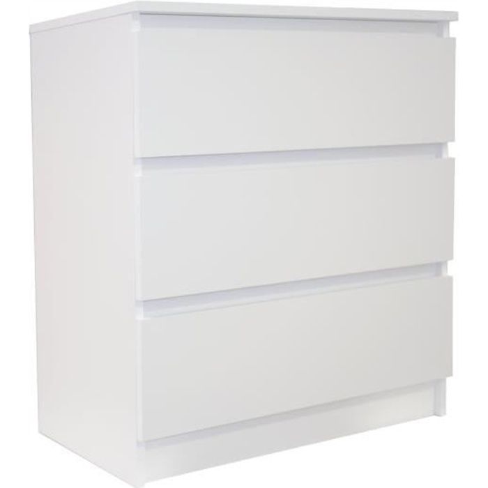 CLEO - Commode de chambre 3 tiroirs - Dimensions 70x40x75 cm - Meuble ...
