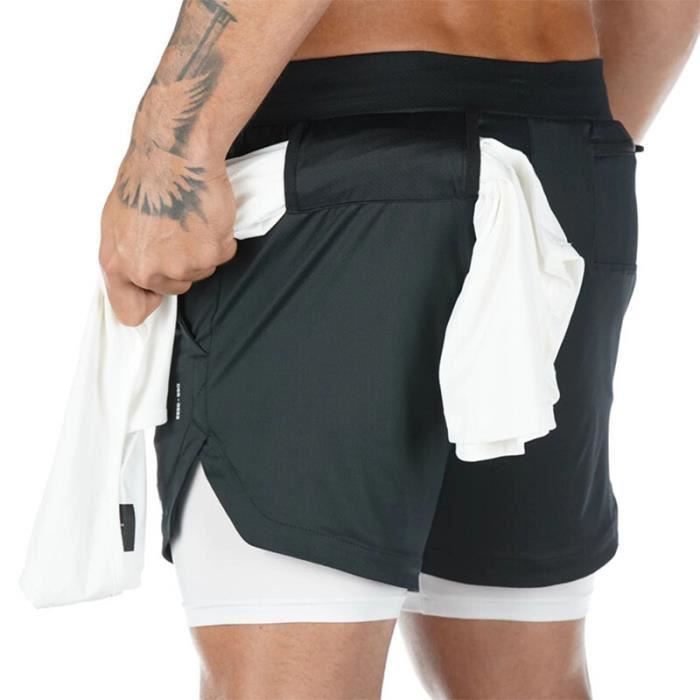 Short,Bermuda de course pour homme 2 en 1, séchage rapide, short de ...