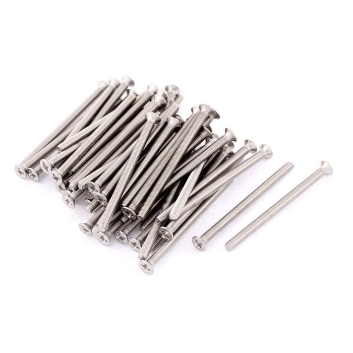 SOURCING MAP 50Pcs Vis Tête Fraisée Cruciforme Tête Plate Boulon M3 x ...