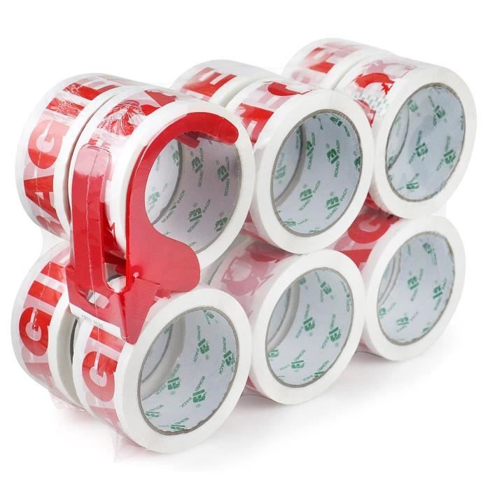 BOMEI PACK FRAGILE 48 mm x 66 m ruban adhésif d'emballage pour colis et ...
