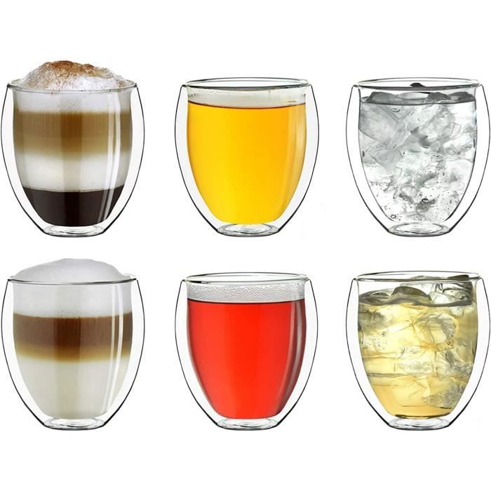 Creano Verres à Double paroi 250 ML DG-Bully, Lot de 6, Grand Verre ...