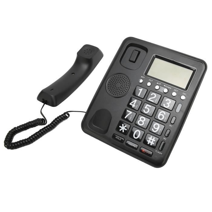 Tbest Téléphone filaire pour ligne fixe Téléphone de bureau identification de l'appelant ...