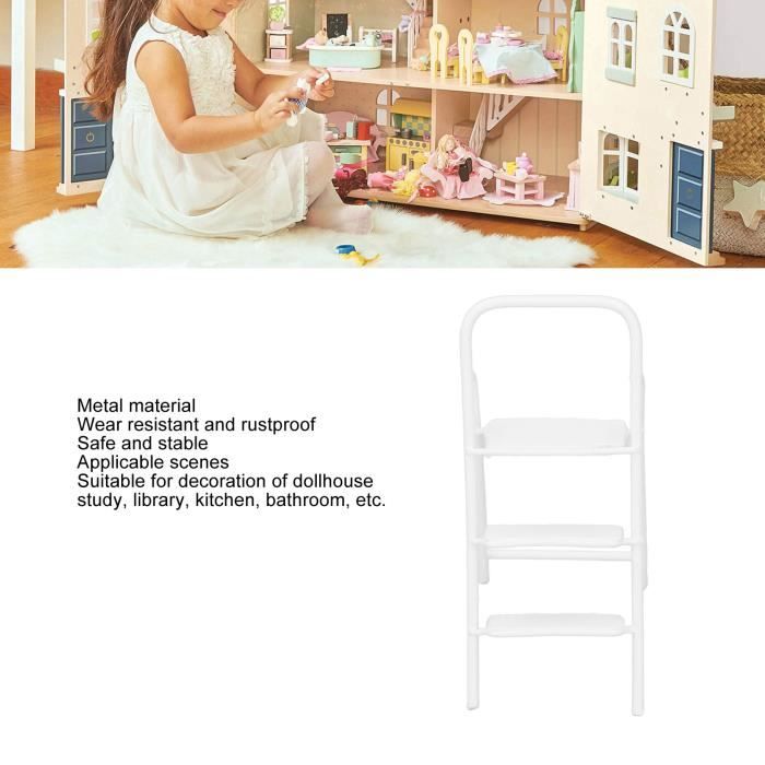 Escabeau miniature 1/12 1/12 Miniature Escabeau Métal Texture Délicate ...