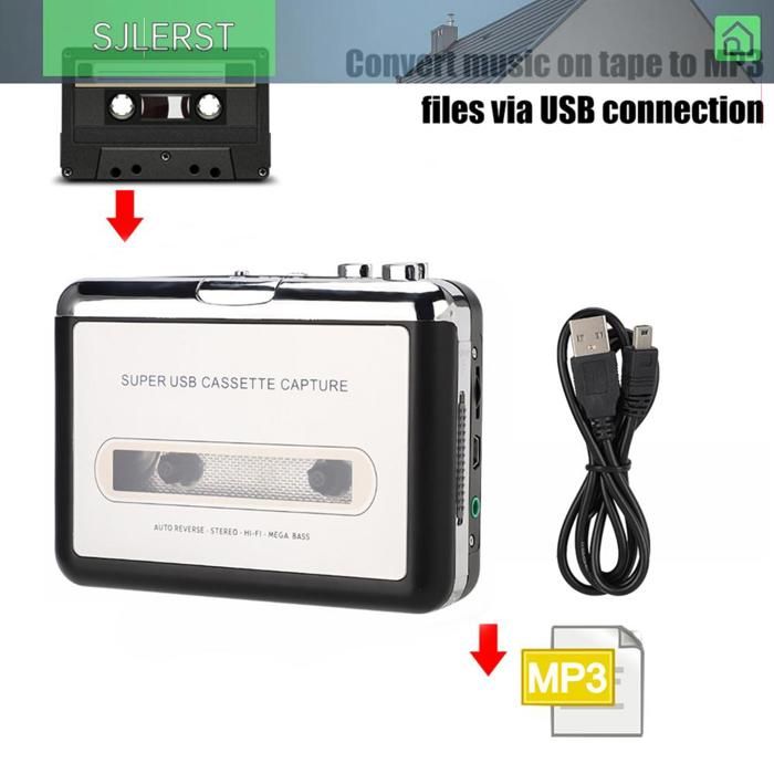 USB Cassette Converter Tape en Lecteur MP3 Portable Porting Tape USB ...