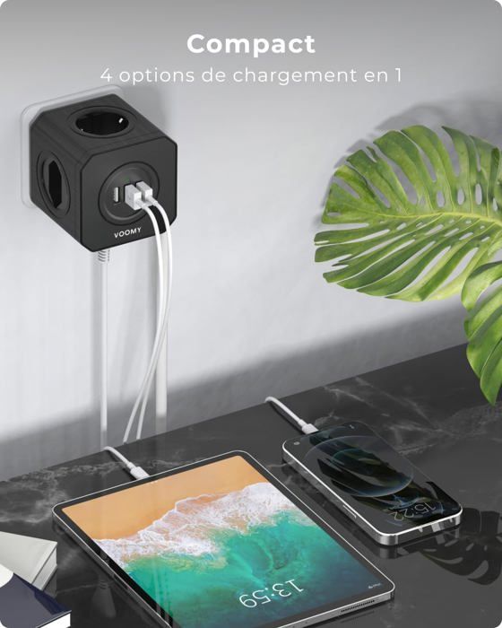 Multiprise Murale Cube 7 en 1, Prise Multiple avec USB, Multiprise Electrique 4 Prises et 3 USB ...