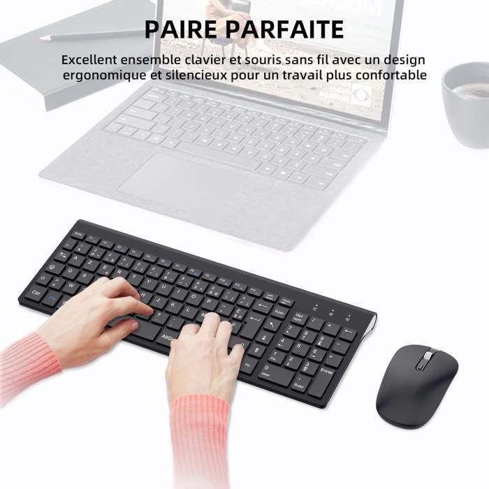 Ensemble Clavier Et Souris Sans Fil, Claiver Azerty Français, Combo ...