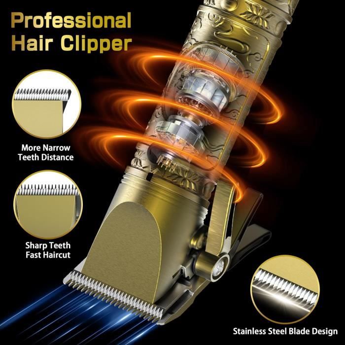 Tondeuse Cheveux Hommes,Tondeuse Cheveux Et Barbe Professionnel Kit,Tondeuse À Cheveux Sans Fil ...