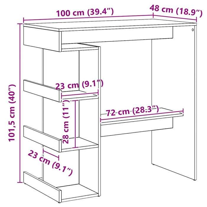 VidaXL Table de bar avec étagère de rangement chêne artisanal 856759 ...
