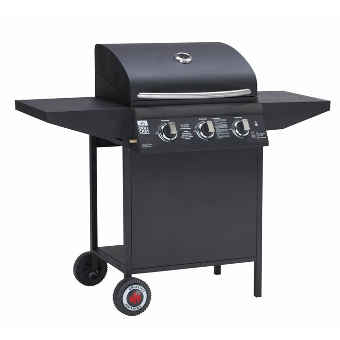 GRILL CHEF Barbecue gaz 3 brûleurs - Cdiscount Jardin