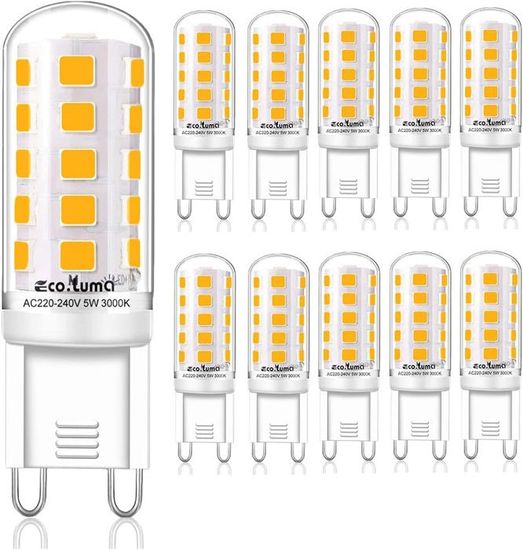 Ampoules LED G9 Blanc chaud 3000K, 5W Remplace les G9 40W 33W Ampoules Halogènes, AC 220-240V ...