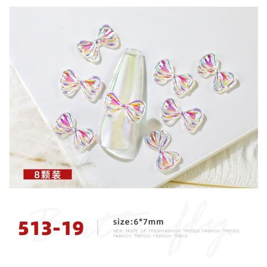 Nail art,décoration des ongles 3D en forme de papillon,cristaux,nœud ...