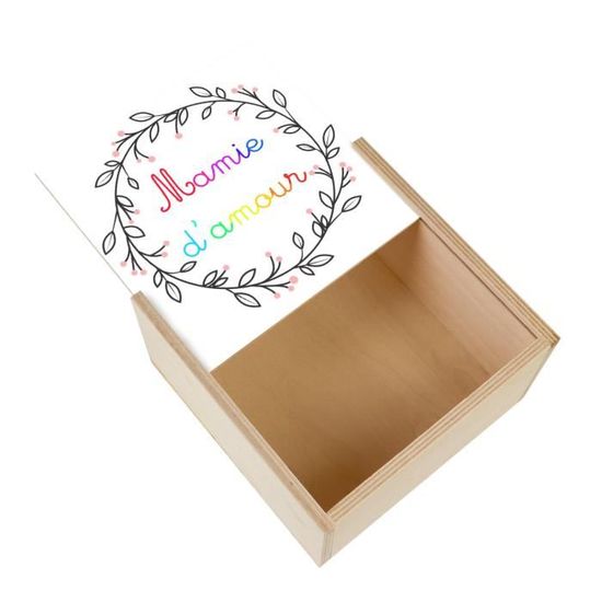 Boite Coffret en Bois - Mamie D'Amour Frise Fleur Multicolore Grand ...