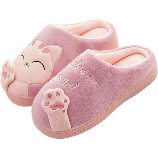 CHAUSSON - PANTOUFLE - BABOUCHE Chaussons Maison Femme Mignon Dessin ...