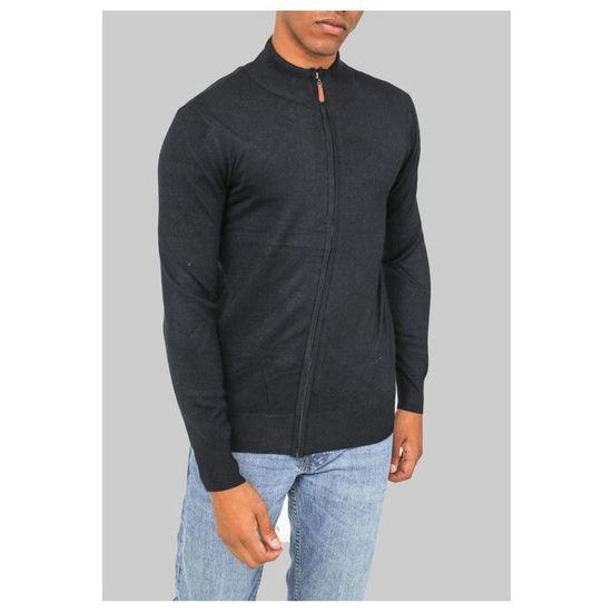 Pull cardigan zip Noir Homme Noir - Cdiscount Prêt-à-Porter