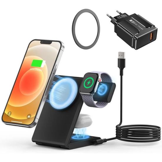 Station De Charge Magnétique Pliable 3 En 1 Pour Iphone Chargeur Iphone ...